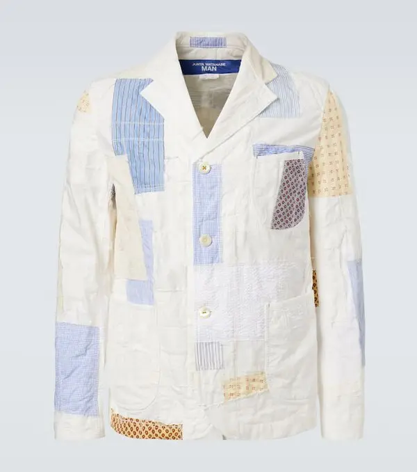 Junya Watanabe Patchwork Cotton And Linen-blend Blazer - Multicoloured