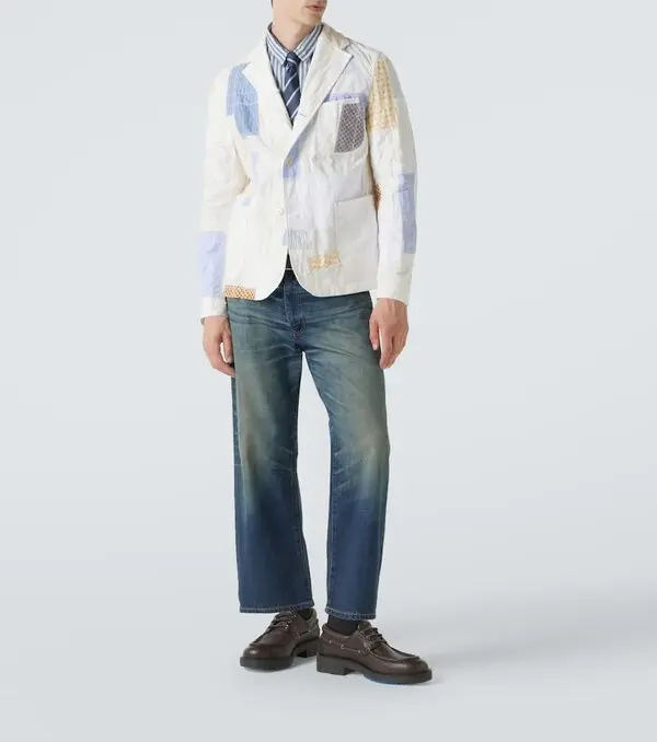 Junya Watanabe Patchwork Cotton And Linen-blend Blazer - Multicoloured