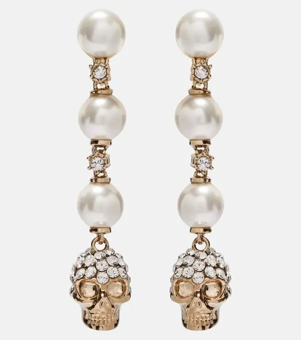 Alexander McQueen Skull Crystal-embellished Drop Earrings - Silver