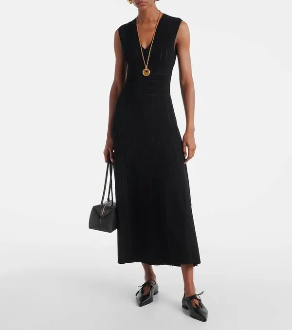 Max Mara Tallone Knitted Maxi Dress - Black