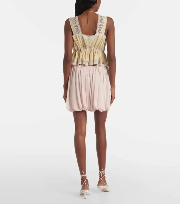 Chloé Lace-trimmed Silk Habotai Top