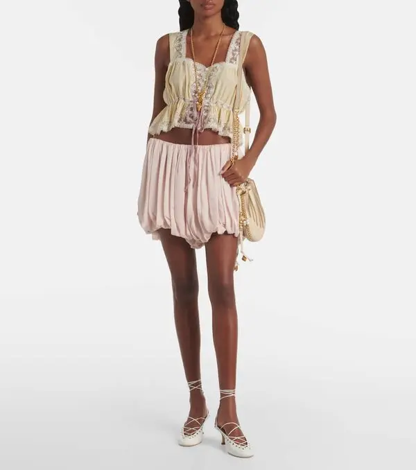 Chloé Lace-trimmed Silk Habotai Top