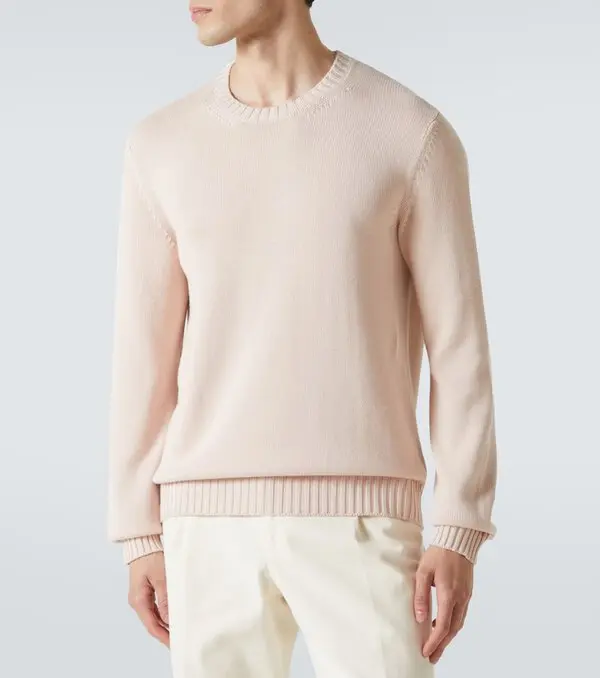 SAMAN AMEL Cotton Crewneck Sweater - Pink