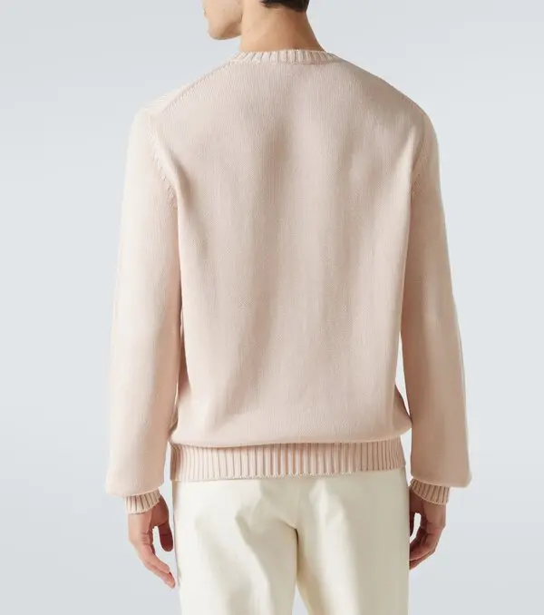 SAMAN AMEL Cotton Crewneck Sweater - Pink