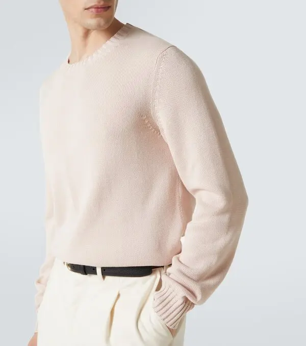 SAMAN AMEL Cotton Crewneck Sweater - Pink