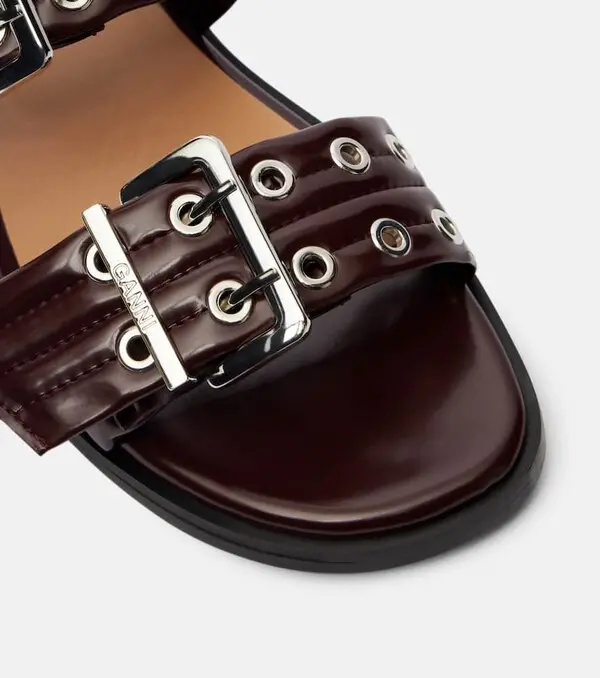 GANNI Feminine Buckle Sandals - Brown