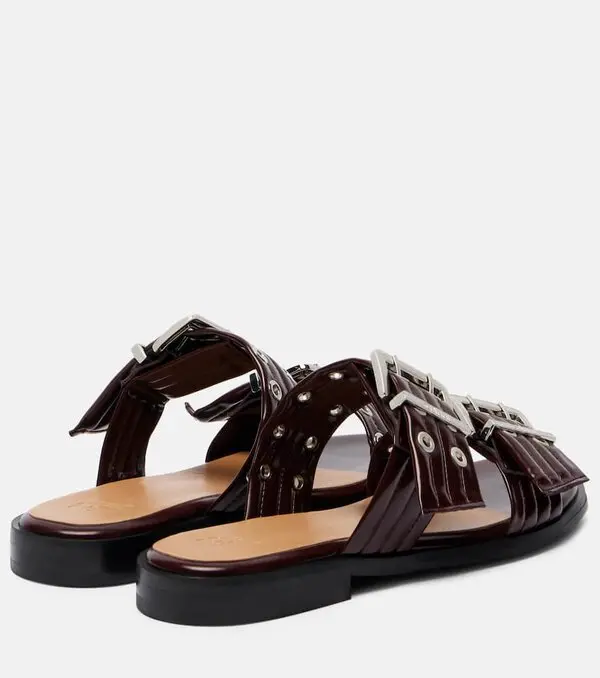GANNI Feminine Buckle Sandals - Brown