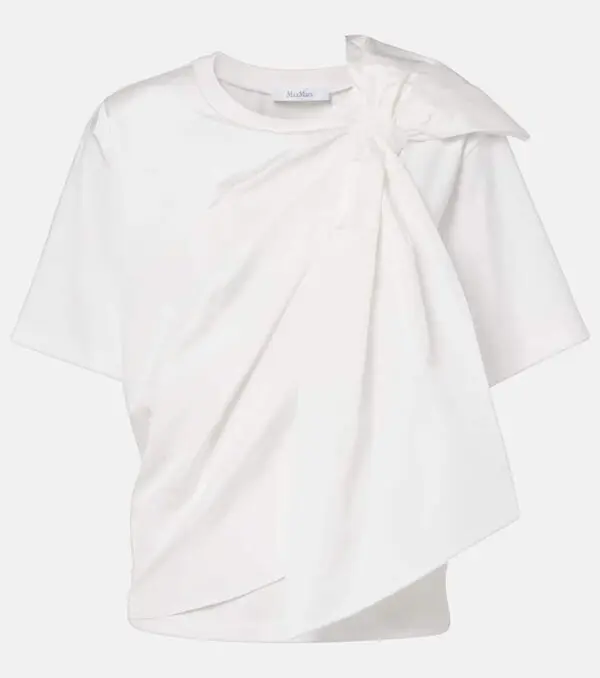 Max Mara Colle Bow-detail Cotton Jersey T-shirt