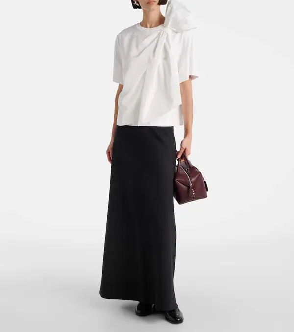 Max Mara Colle Bow-detail Cotton Jersey T-shirt