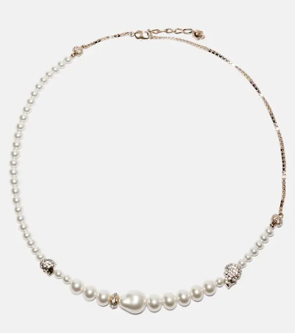 Alexander McQueen Faux Pearl And Metal Necklace - Silver