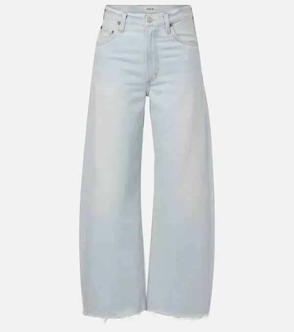 AGOLDE Low Curve Fray Mid-rise Barrel-leg Jeans - Blue