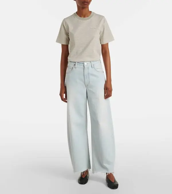 AGOLDE Low Curve Fray Mid-rise Barrel-leg Jeans - Blue