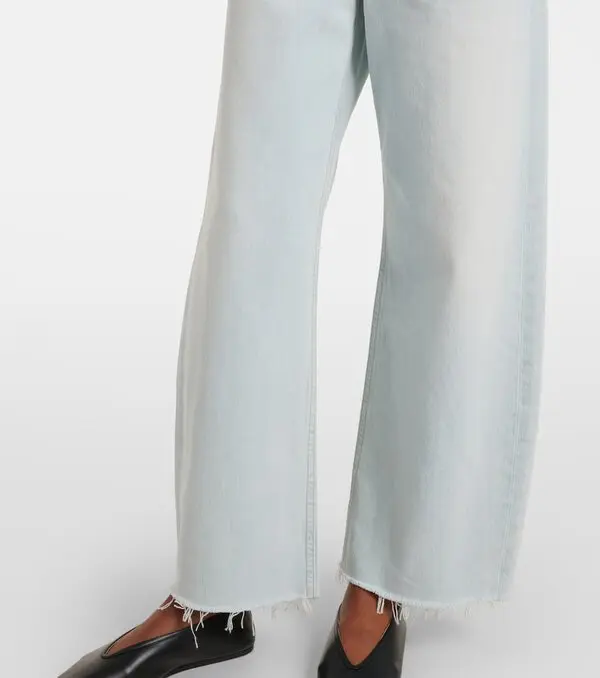 AGOLDE Low Curve Fray Mid-rise Barrel-leg Jeans - Blue