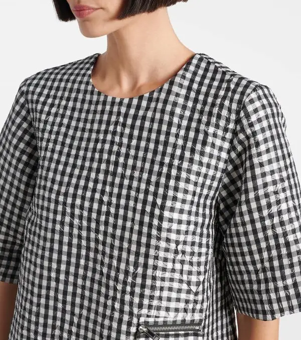 GANNI Gingham Ruffled Minidress