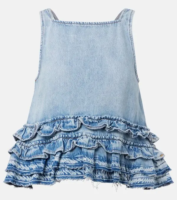 GANNI Ruffled Denim Top