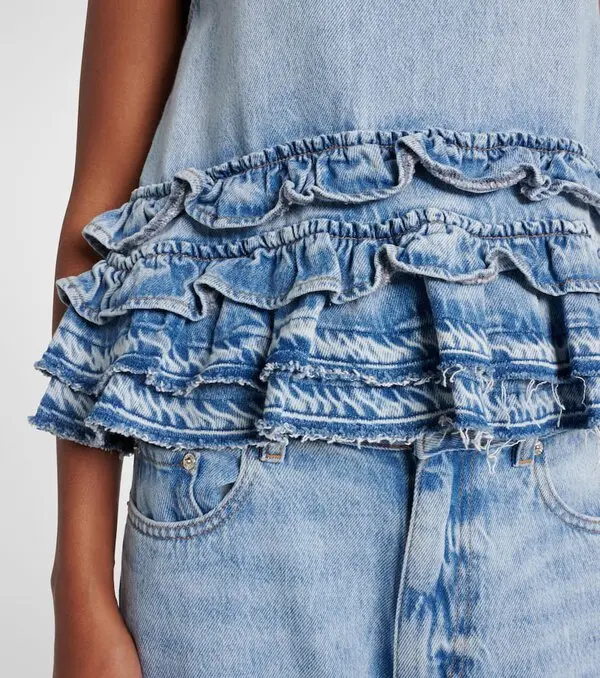 GANNI Ruffled Denim Top