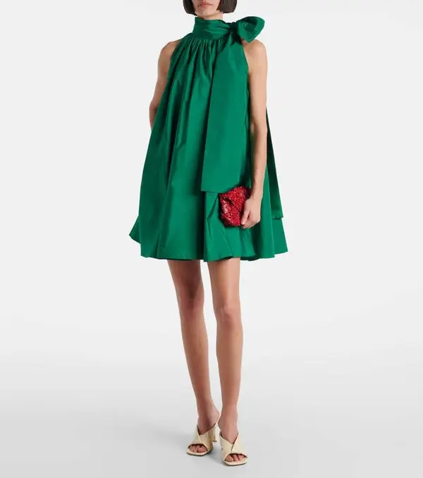 Max Mara Beber Halterneck Taffeta Minidress - Green