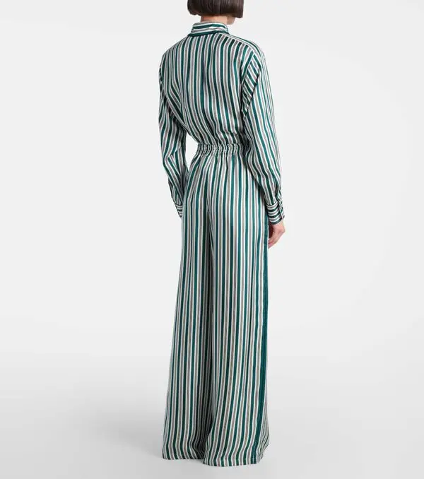 Max Mara Ladino Striped Wide-leg Silk Twill Pants