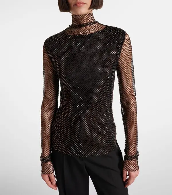 Sportmax Gerarda Embellished Mesh Top