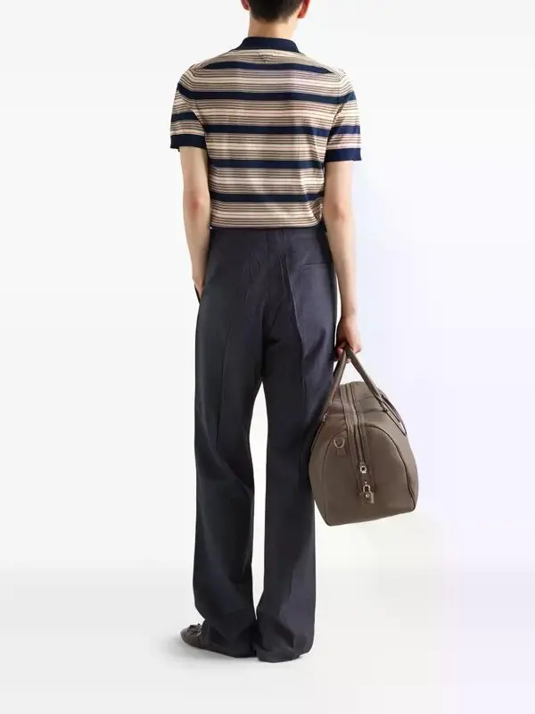 Prada Striped Cotton Polo Shirt - Blue