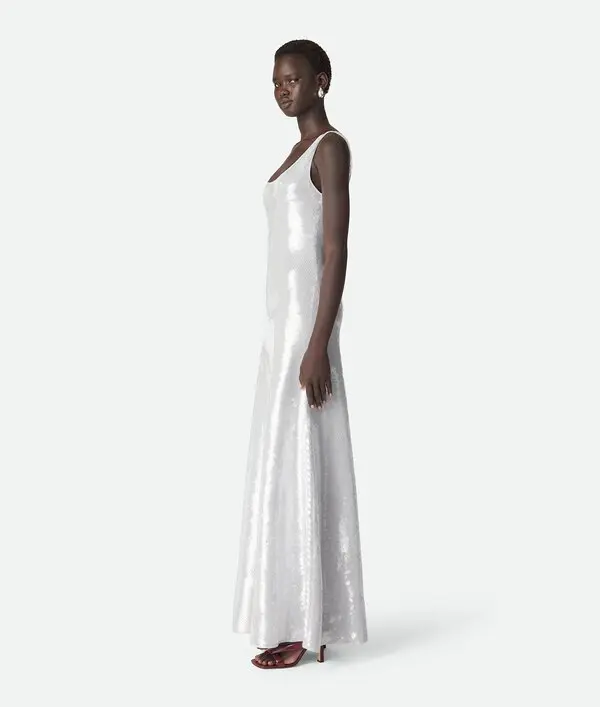 Bottega Veneta Light Viscose Sequins Maxi Dress - Grey