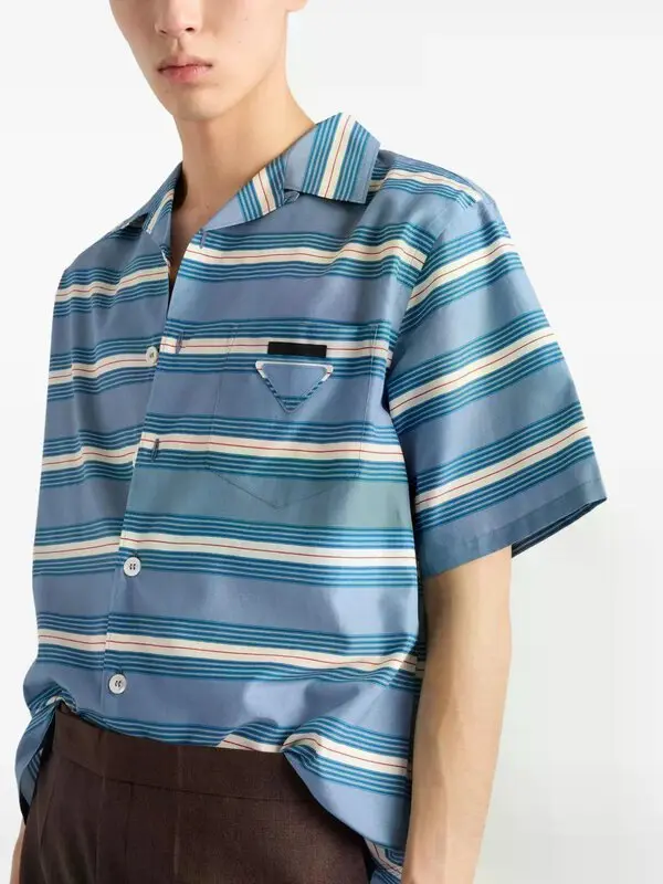 Prada Striped Bowling Shirt - Blue