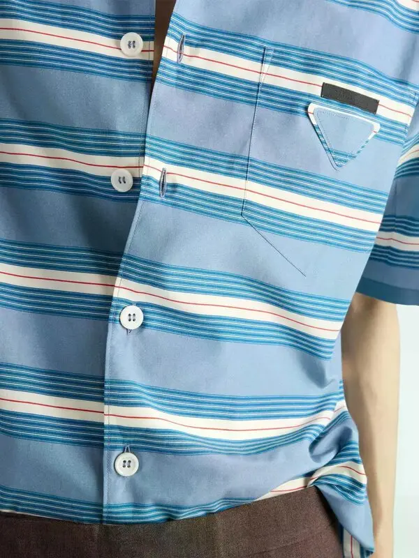 Prada Striped Bowling Shirt - Blue