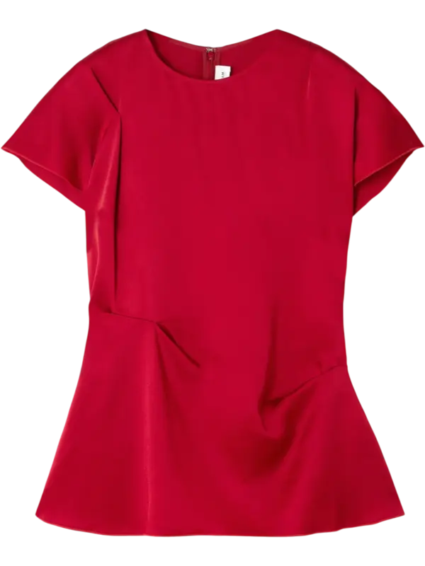 Victoria Beckham Draped Satin Top - Red
