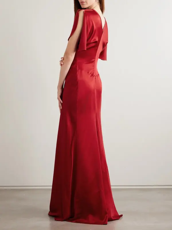 Victoria Beckham Gathe Satin Gown - Red
