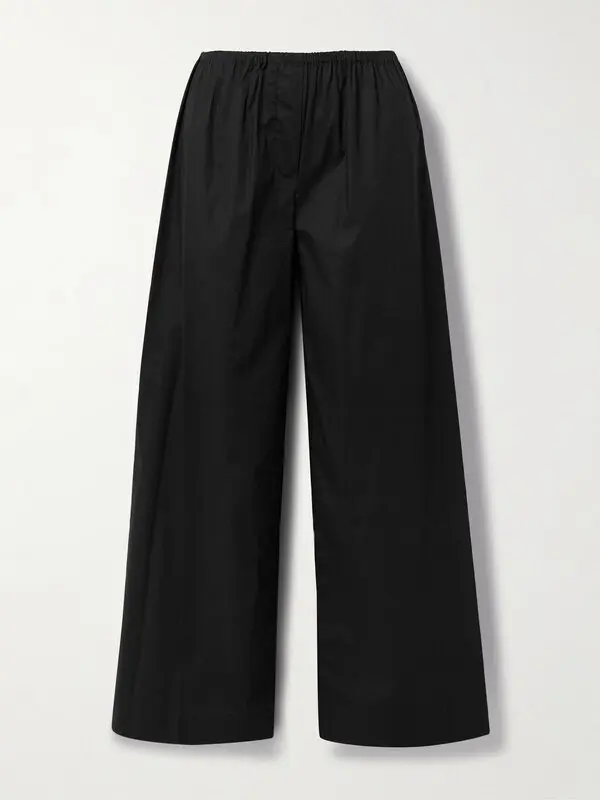 Staud Bonfire Cotton-blend Poplin Wide-leg Pants