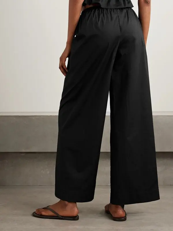 Staud Bonfire Cotton-blend Poplin Wide-leg Pants