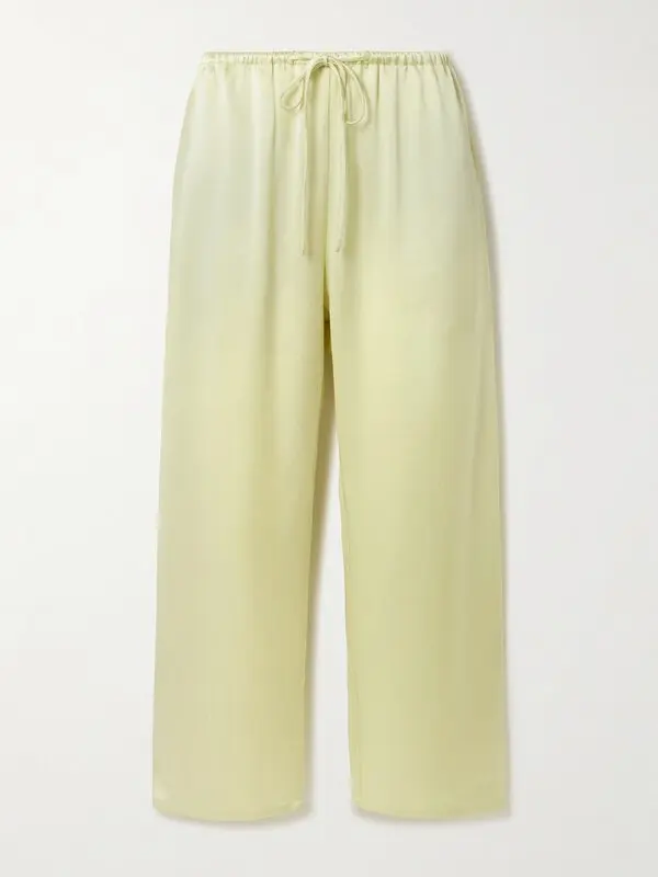 LESET - Barb Cropped Satin Wide-Leg Pants