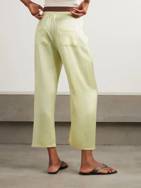LESET - Barb Cropped Satin Wide-Leg Pants