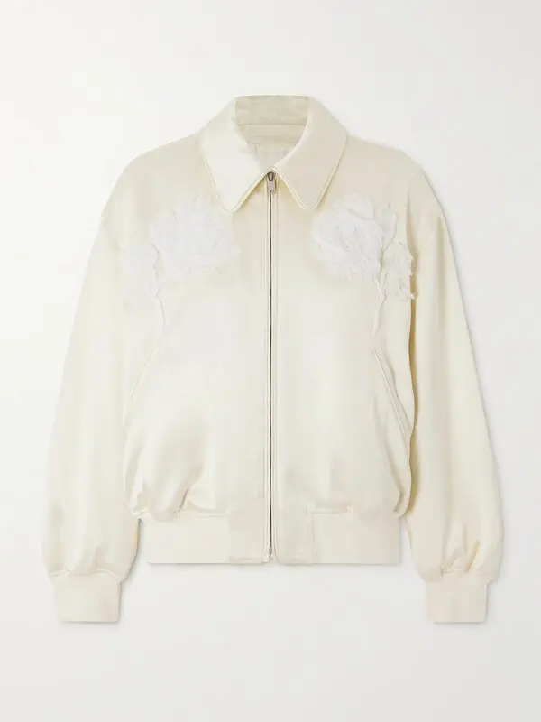 JIL SANDER Embroidered Satin-twill Bomber Jacket