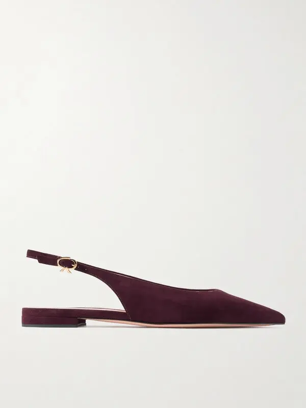 GIANVITO ROSSI Robbie Suede Slingback Flats - Brown