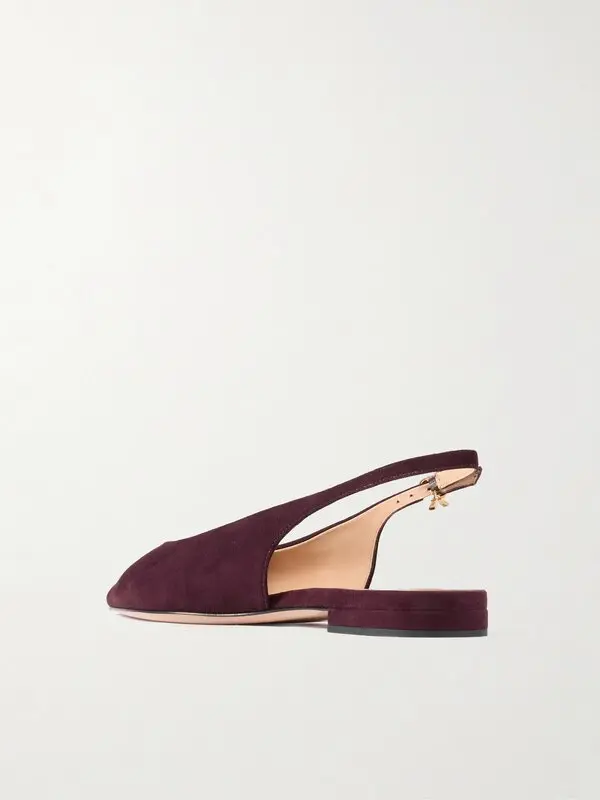 GIANVITO ROSSI Robbie Suede Slingback Flats - Brown