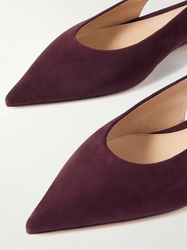 GIANVITO ROSSI Robbie Suede Slingback Flats - Brown