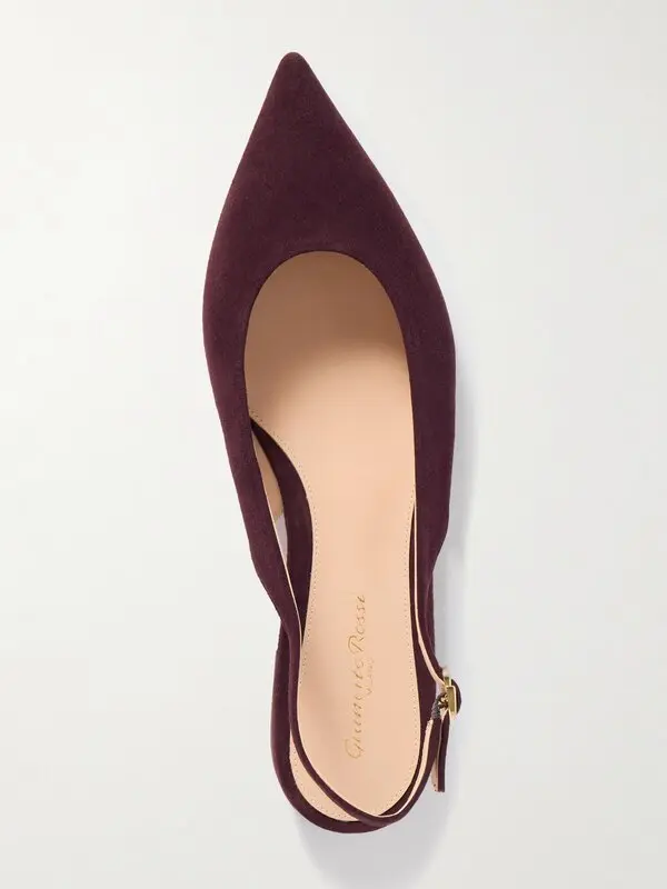 GIANVITO ROSSI Robbie Suede Slingback Flats - Brown