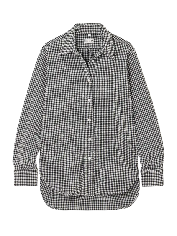 Hunza G Gingham Seersucker Shirt - Black