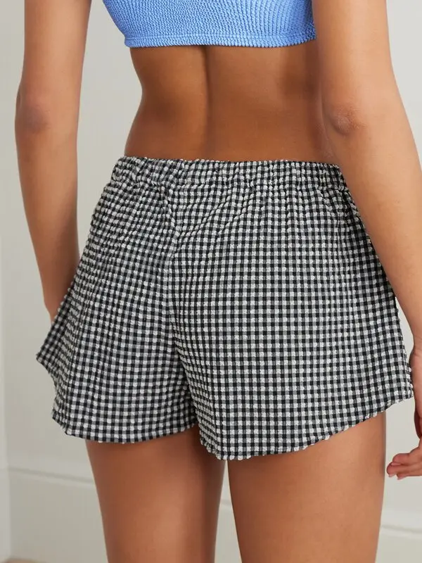 Hunza G Gingham Seersucker Shorts - Black