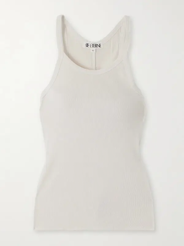Eterne Ribbed Cotton-jersey Tank - Neutrals