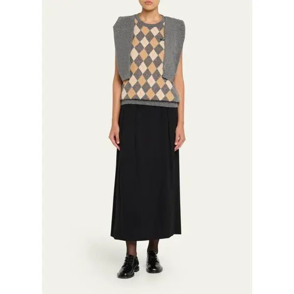 HODAKOVA Argyle Knitted Draped-sleeve Sweater Vest
