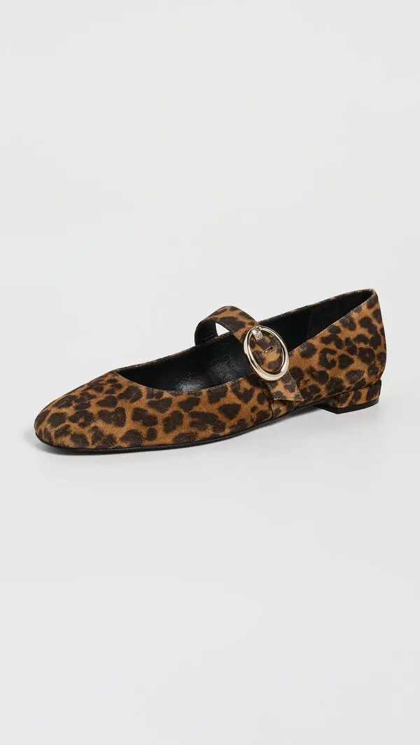 STUART WEITZMAN Arabella Leopard Print Mary Jane Flats