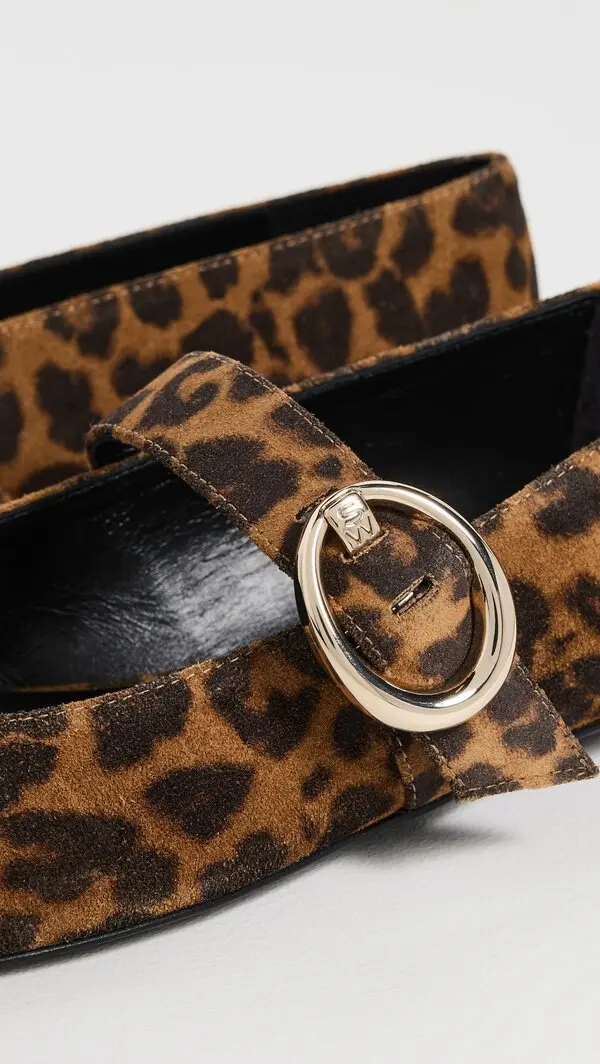 STUART WEITZMAN Arabella Leopard Print Mary Jane Flats