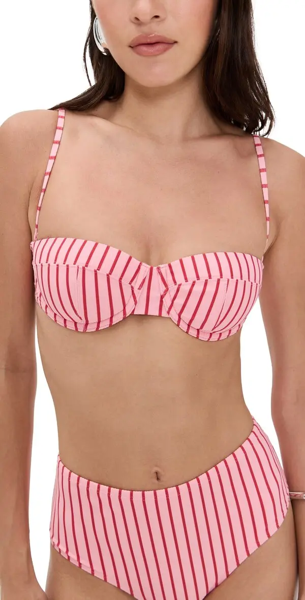Staud Jo Balconette Bikini Top - Montauk Stripe