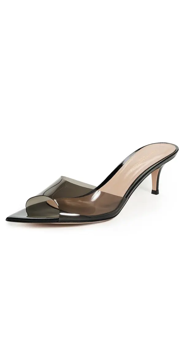 GIANVITO ROSSI Elle 55 Glass + Vernice Sandals - Fume/black