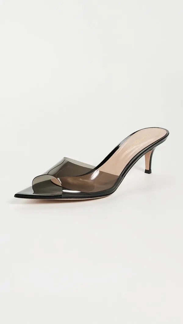 GIANVITO ROSSI Elle 55 Glass + Vernice Sandals - Fume/black