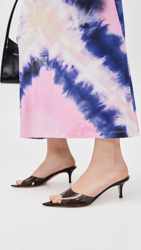 GIANVITO ROSSI Elle 55 Glass + Vernice Sandals - Fume/black