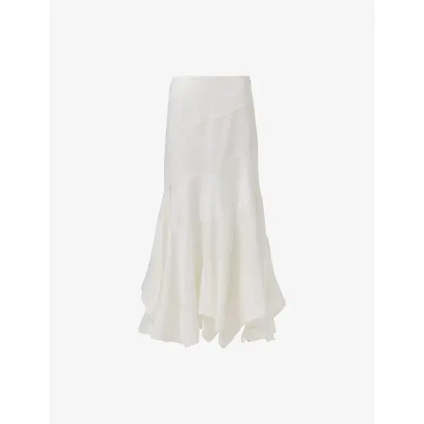 LEEM Fitted Layered Woven Midi Skirt