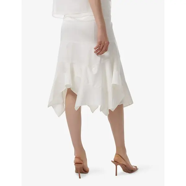 LEEM Fitted Layered Woven Midi Skirt